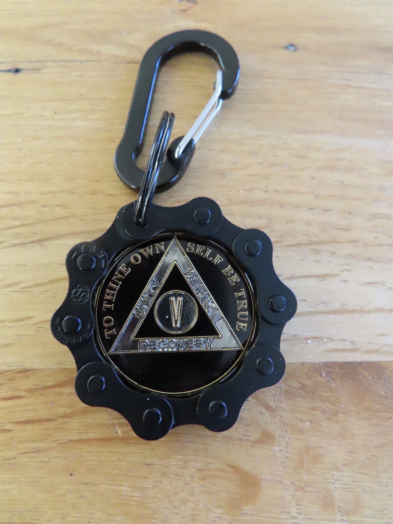AA Chip Keyring W/ Carabiner Clip Display Medallion Key Chain - Etsy
