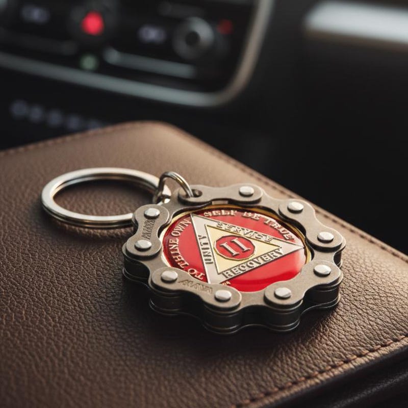 Sober Coin and Key Chain - Etsy UK