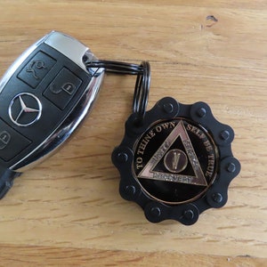 AA Chip Keychain Crafted Bicycle Chain Alcoholics Anonymous NA - Etsy