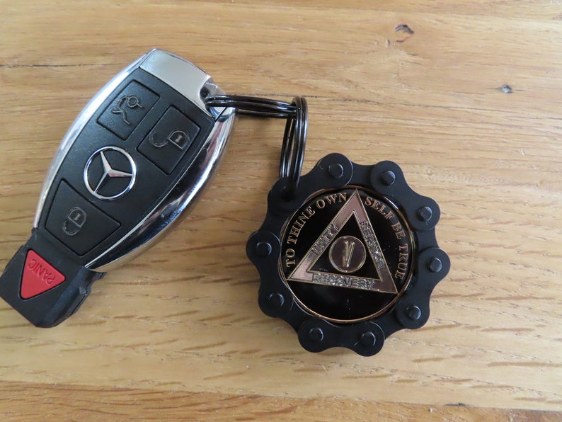AA Chip Keychain Crafted Bicycle Chain Alcoholics Anonymous NA - Etsy