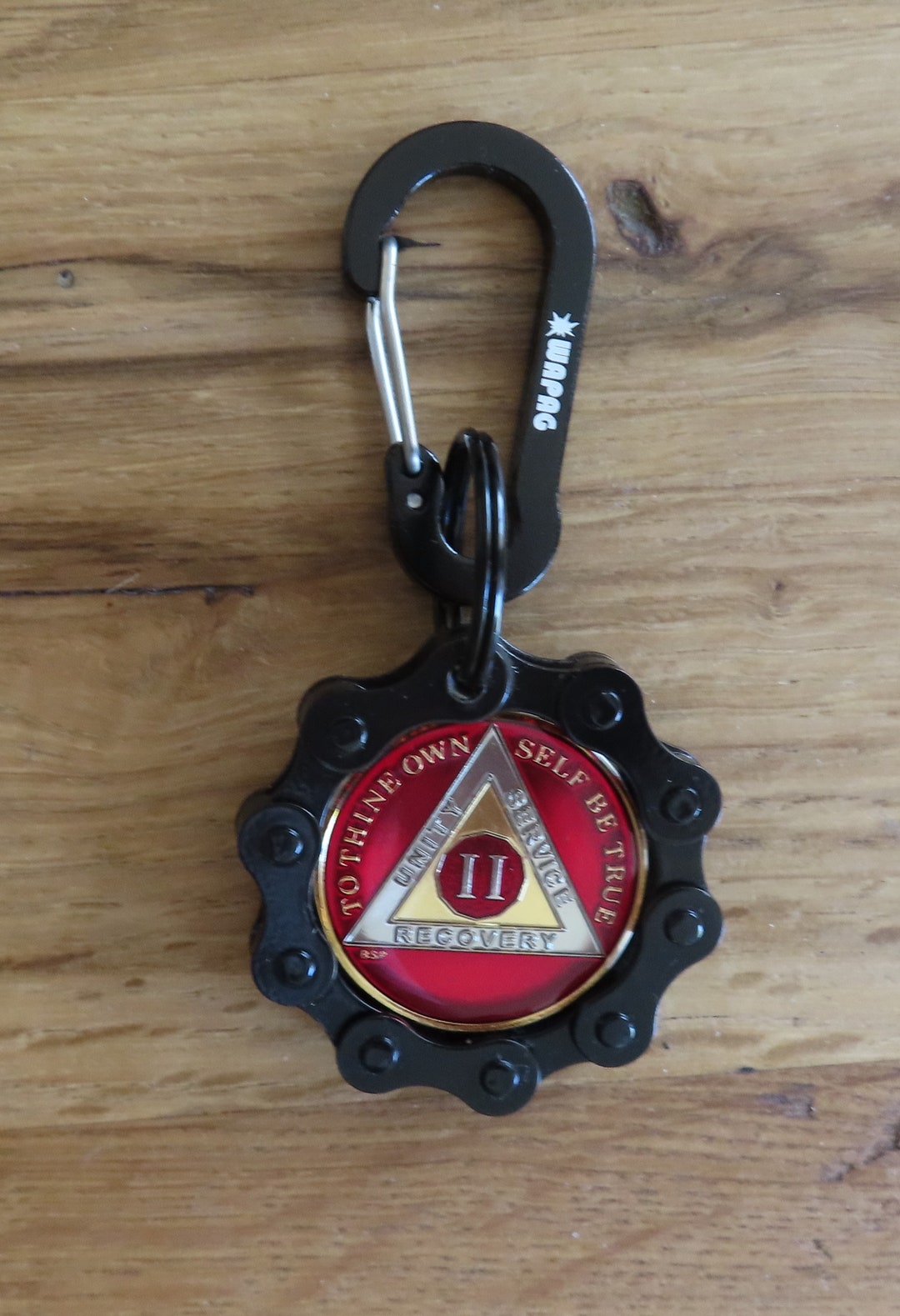 AA Chip Keyring W/ Carabiner Clip Display Medallion Key Chain - Etsy
