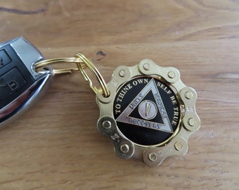 AA Chip Keychain Crafted Bicycle Chain Alcoholics Anonymous NA - Etsy