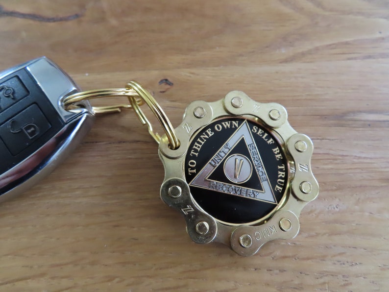 Display Your AA Chip Keychain Crafted Bicycle Chain Alcoholics - Etsy