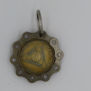 Display AA Chip Holder Keychain Crafted Bicycle Chain Alcoholics ...