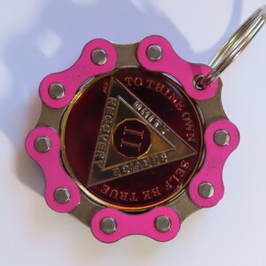 Display AA Chip Holder Keychain Crafted Bicycle Chain Alcoholics ...