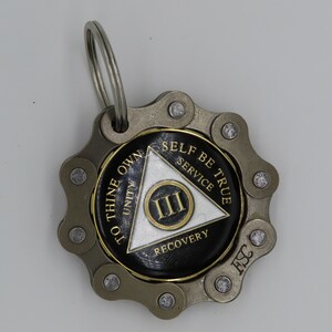 Display AA Chip Holder Keychain Crafted Bicycle Chain Alcoholics ...