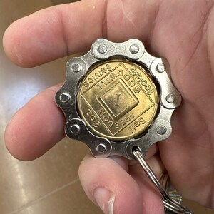 Display AA Chip Holder Keychain Crafted Bicycle Chain Alcoholics ...