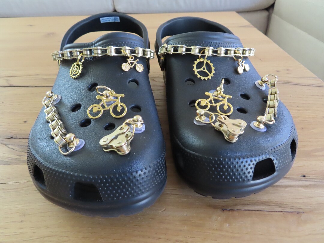 Crocs Charms Pendants Chains Gold Set of 2 Women's Clogs Jewelry Biker ...