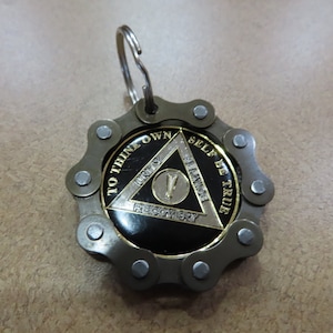 Display Your AA Chip Keychain Crafted Bicycle Chain Alcoholics ...