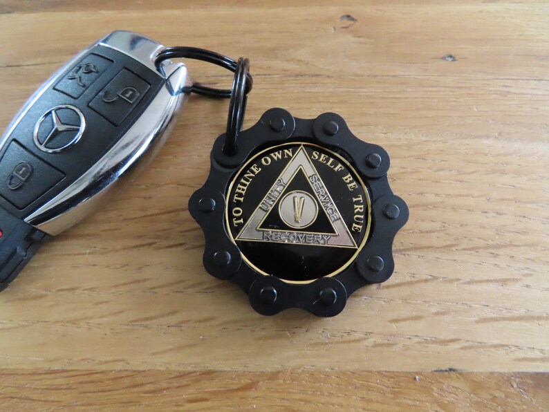AA Chip Keychain Crafted Bicycle Chain Alcoholics Anonymous NA - Etsy