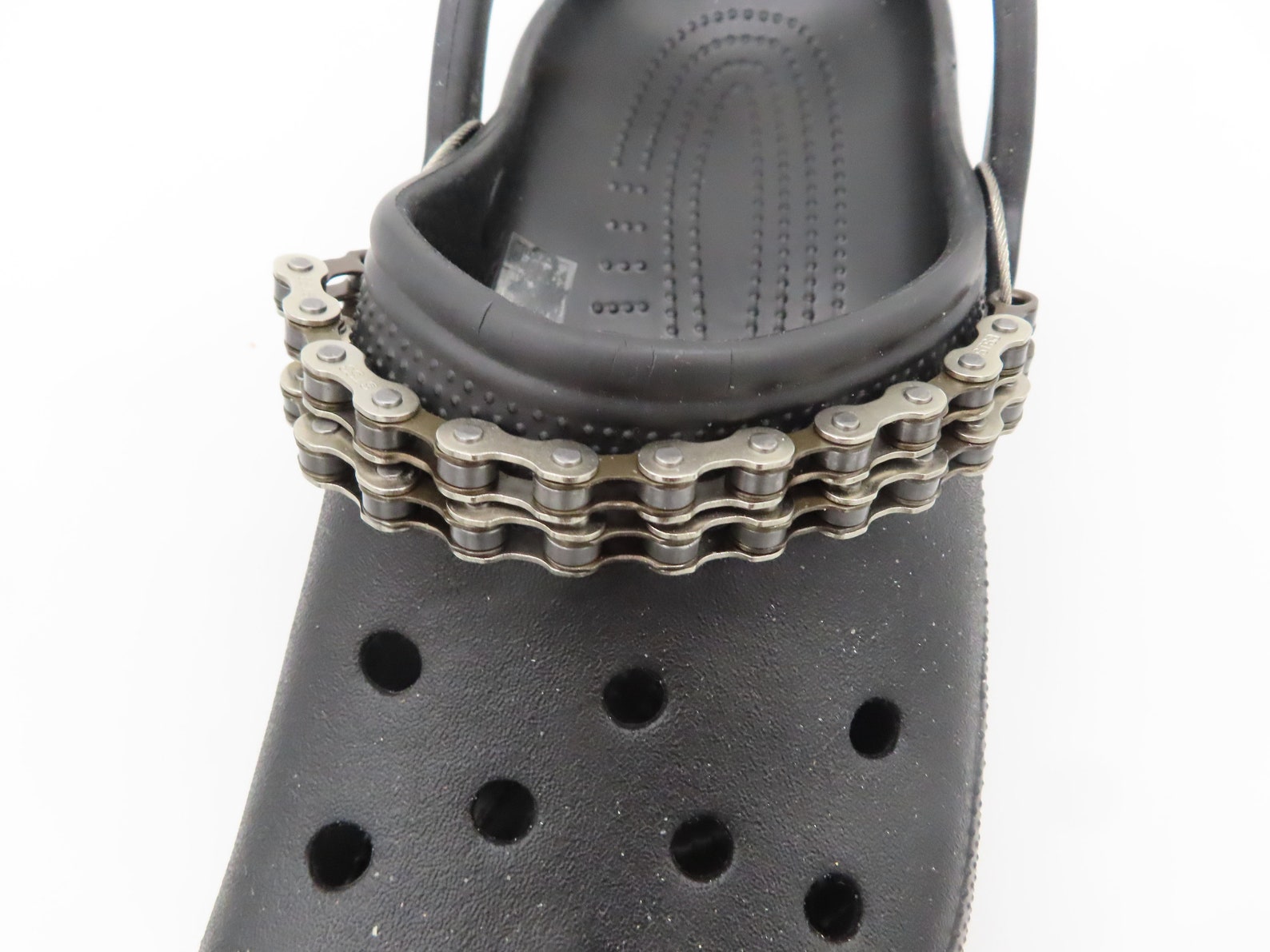 Punk Your Crocs With Biker Chain Double Band of Grey Bicycle Chain Boot ...