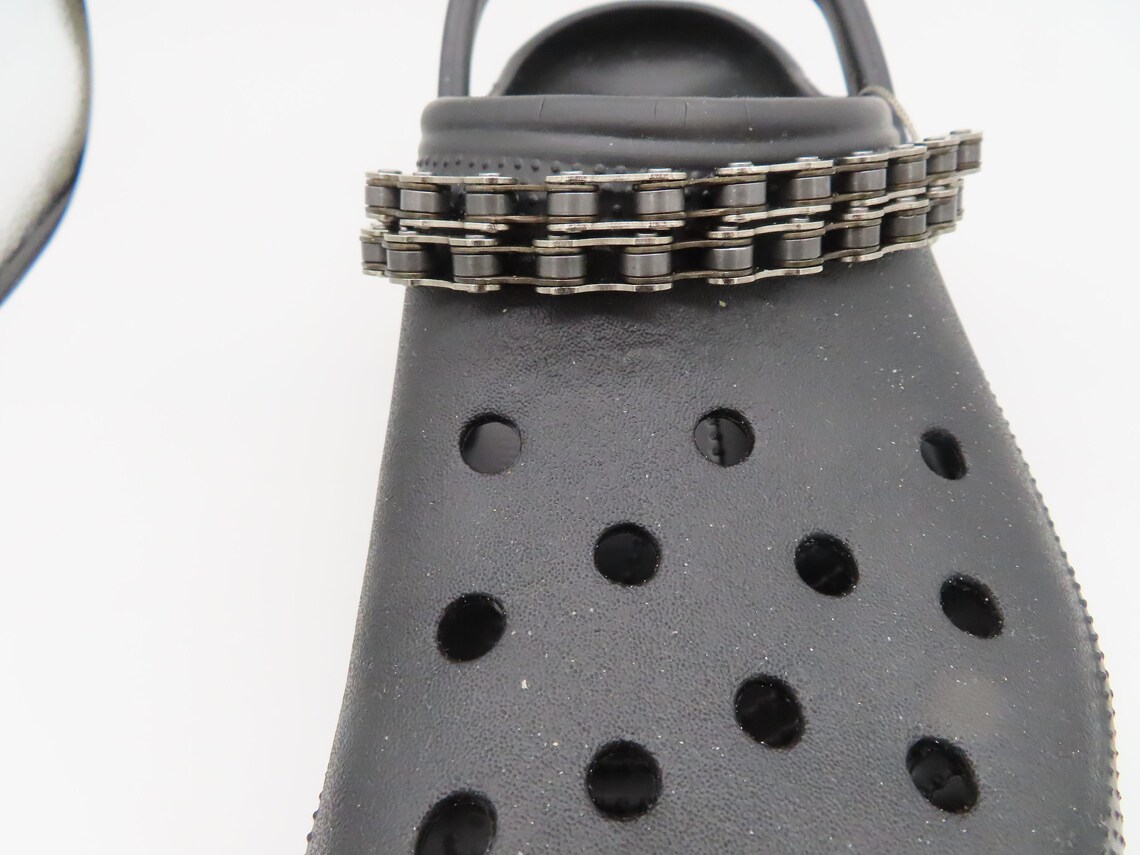 Punk Your Crocs With Biker Chain Double Band of Grey Bicycle Chain Boot ...