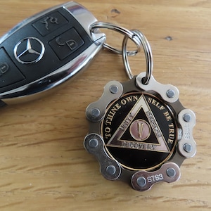 Display AA Chip Holder Keychain Crafted Bicycle Chain Alcoholics ...