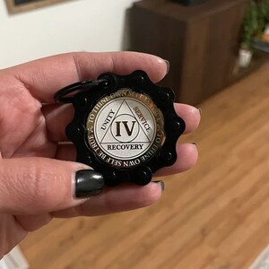 AA Chip Keychain Crafted Bicycle Chain Alcoholics Anonymous NA CA ...