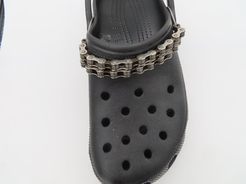 Punk Your Crocs With Biker Chain Double Band of Grey Bicycle Chain Boot ...