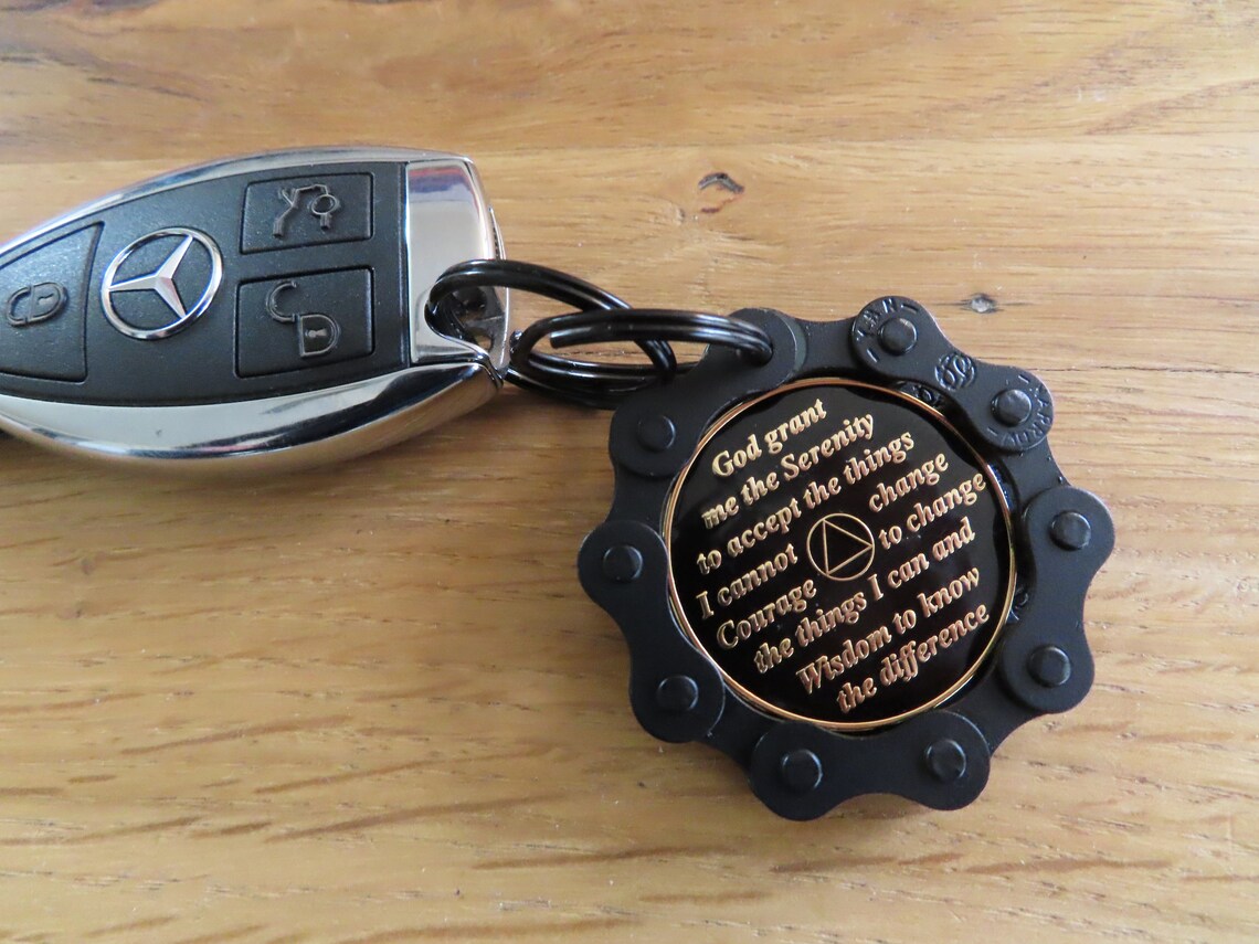 AA Chip Keychain Crafted Bicycle Chain Alcoholics Anonymous NA - Etsy