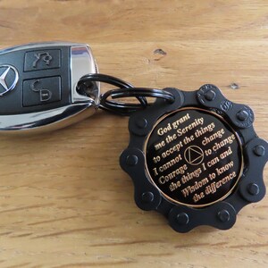 AA Chip Keychain Crafted Bicycle Chain Alcoholics Anonymous NA CA ...