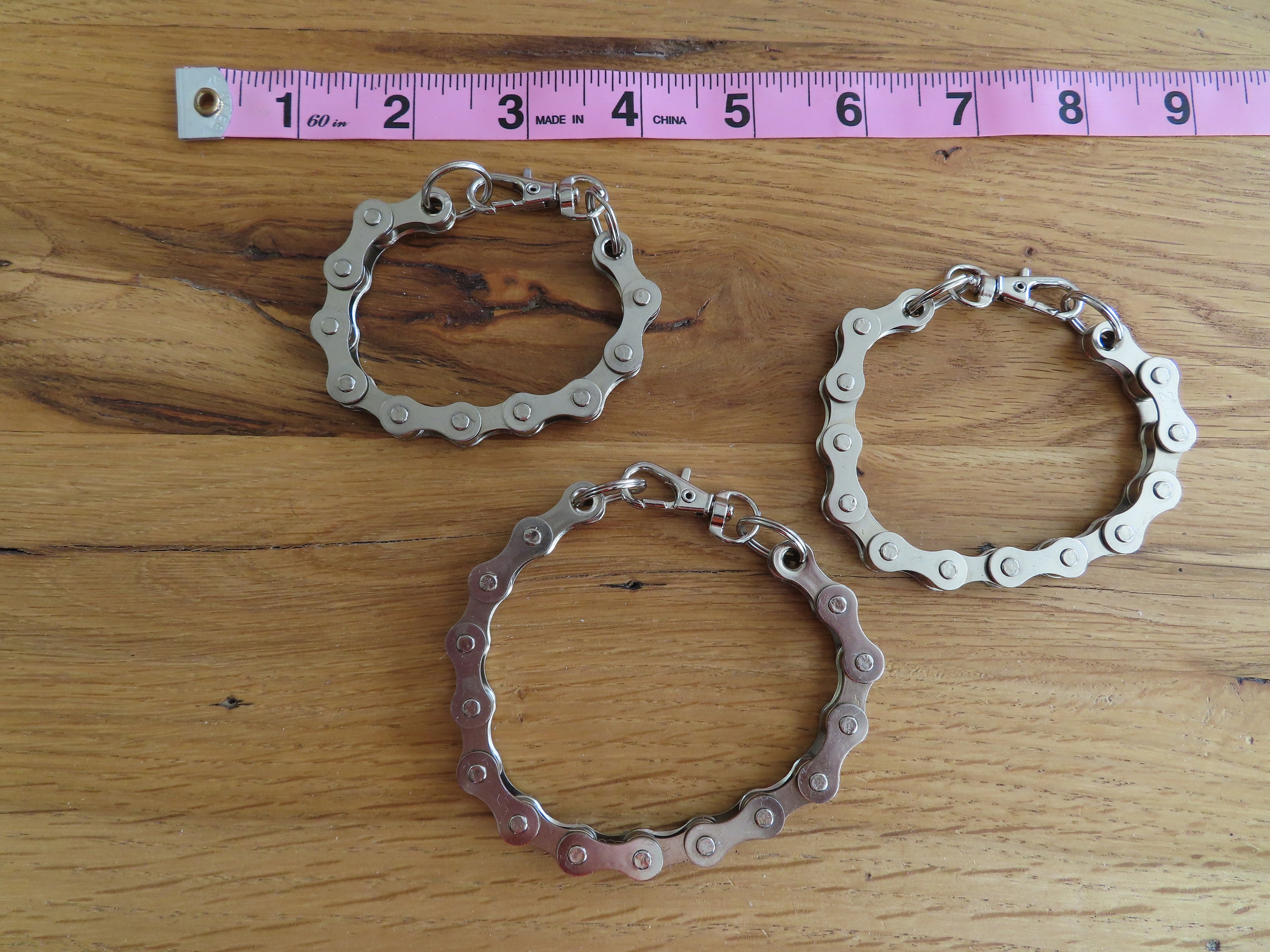 Silver Bike Chain Bracelet Handmade Stainless Steel Biker Motorcycle ...