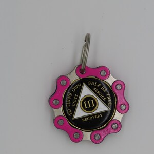 Display AA Chip Holder Keychain Crafted Bicycle Chain Alcoholics ...