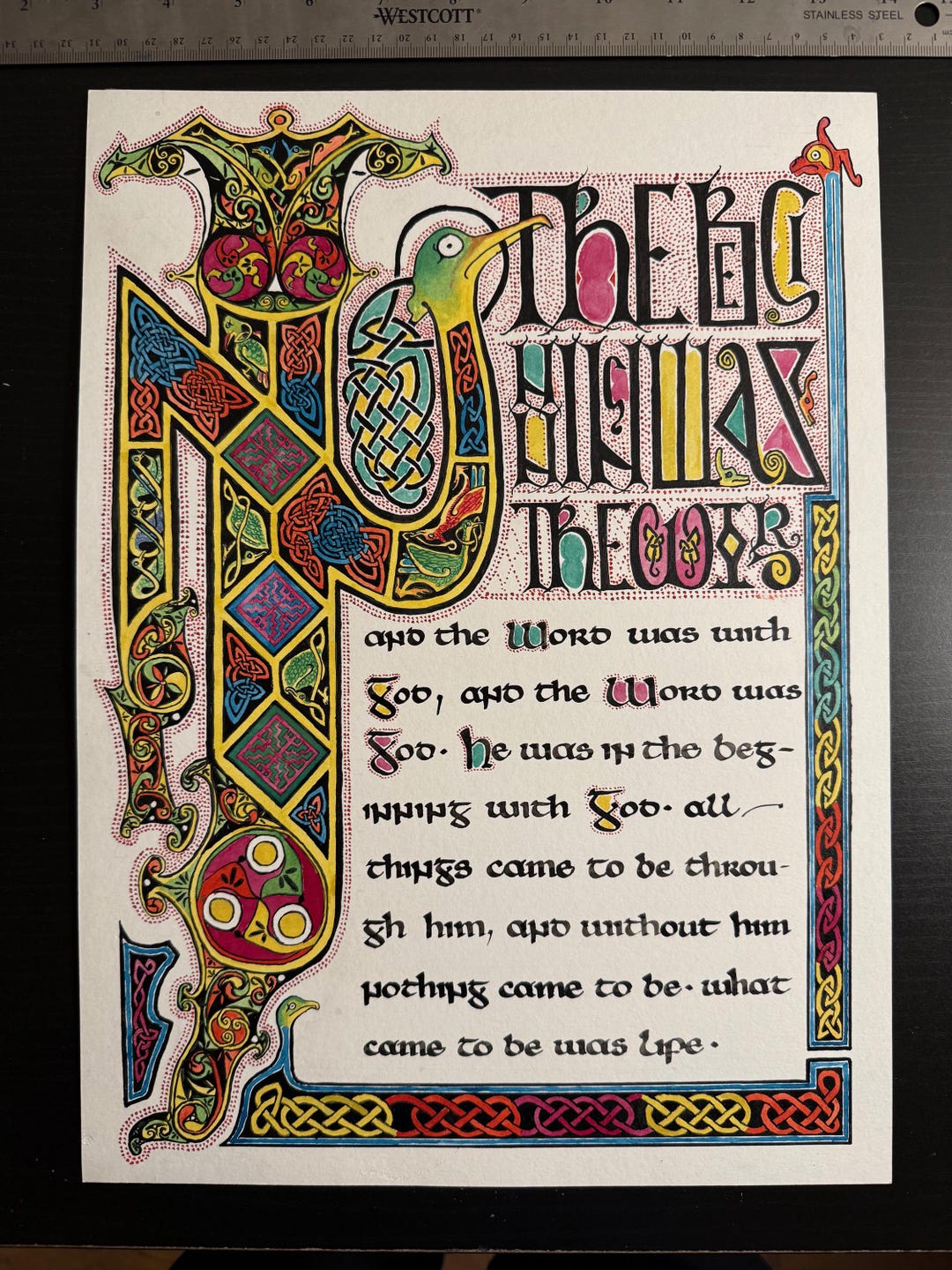 Custom Medieval Illuminated Manuscript -- Celtic W/ Full Page Capital ...