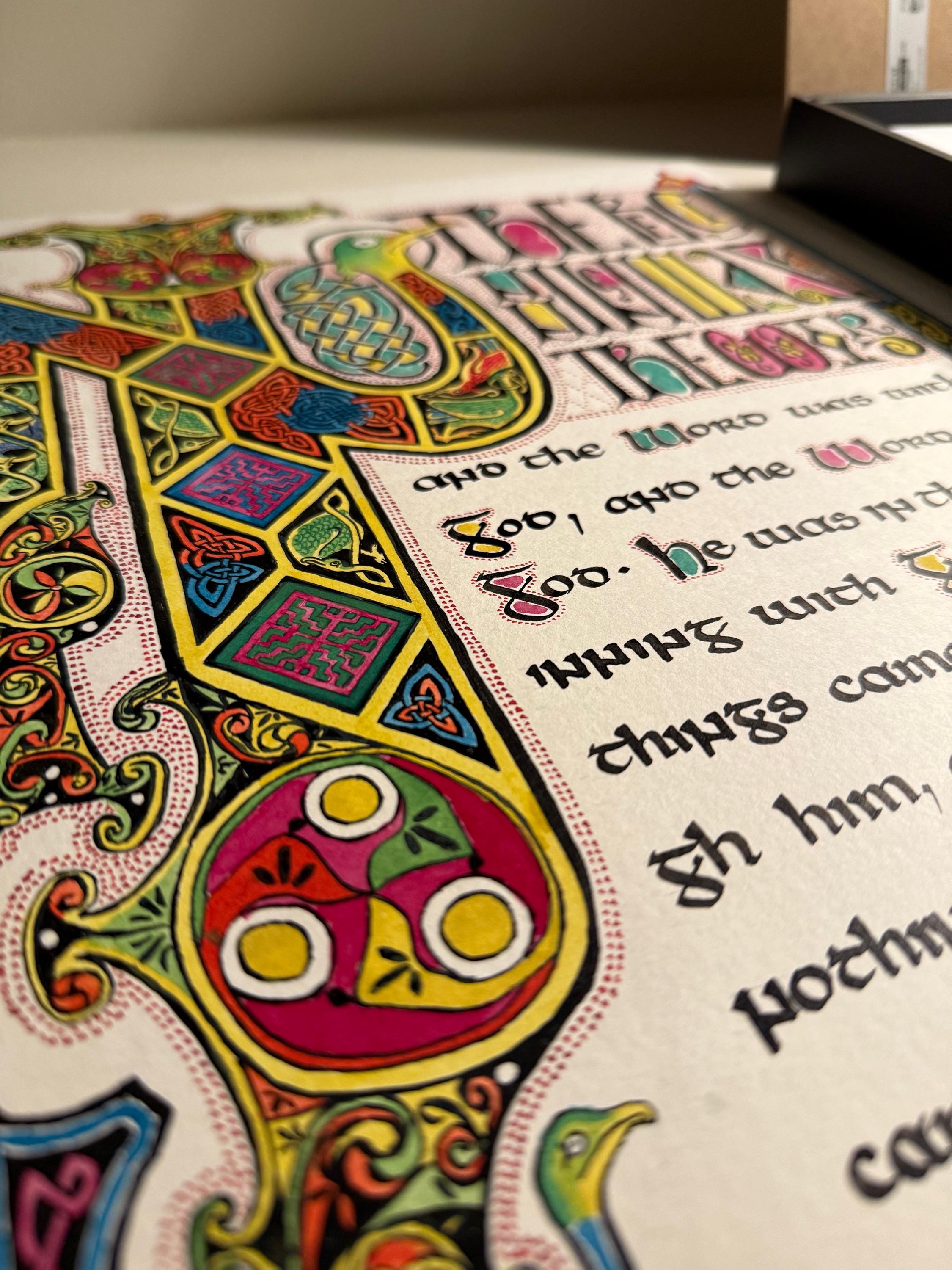 Custom Medieval Illuminated Manuscript -- Celtic W/ Full Page Capital ...