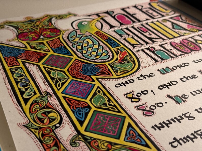 Custom Medieval Illuminated Manuscript -- Celtic W/ Full Page Capital ...
