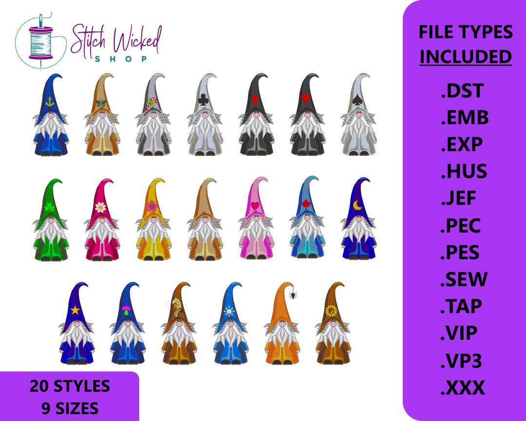 Gnome Machine Embroidery Design Bundle, Gnome Embroidery Patterns ...