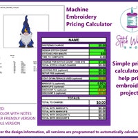 Easy Embroidery Charge Calculator - Etsy