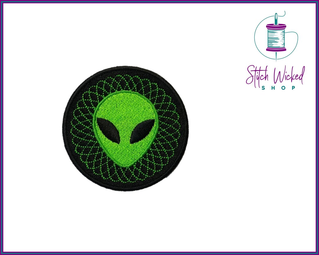 Embroidered Alien Patch, Outer Space Patch, Geometric Design ...