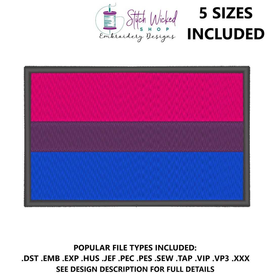 Bisexual Pride Flag Embroidery Design, LGBTQ Embroidery Design, Pride ...