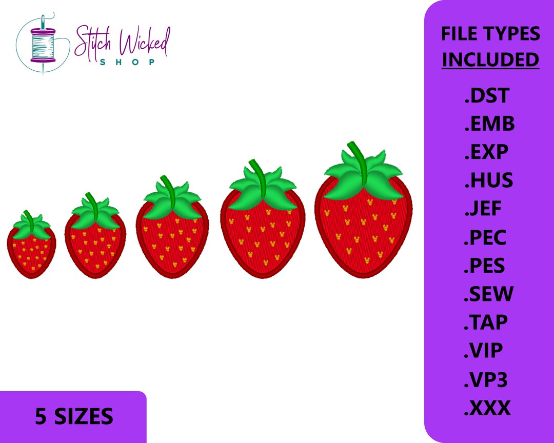 Small Strawberry Machine Embroidery Design, Mini Strawberry Embroidery ...