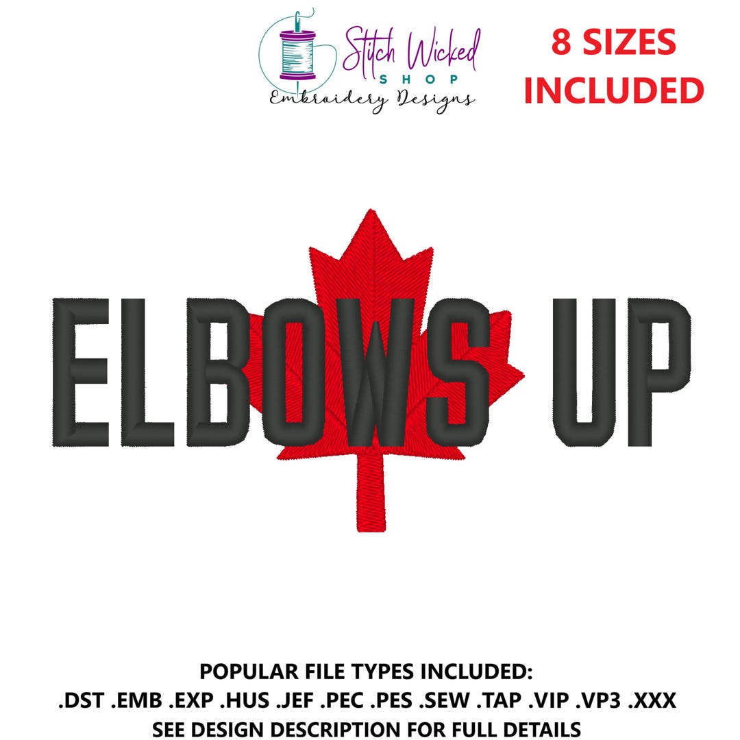 Elbows up Embroidery Design, Elbows up Canada Hat Machine Embroidery ...