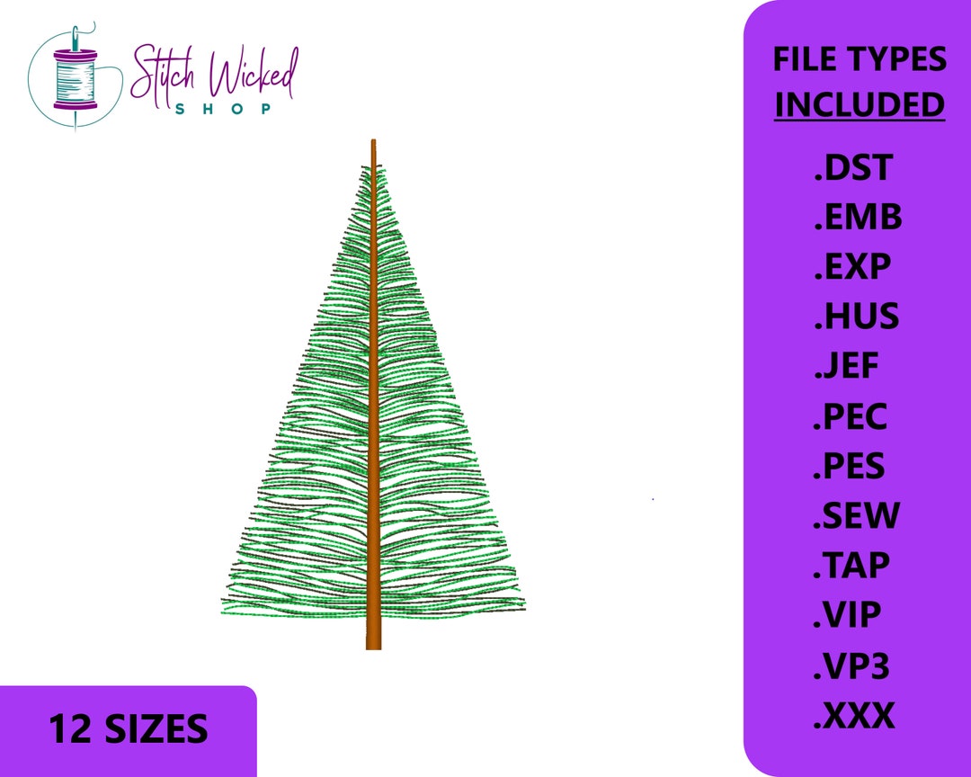 Fir Tree Machine Embroidery Design, Forest Pine Tree Embroidery Design ...