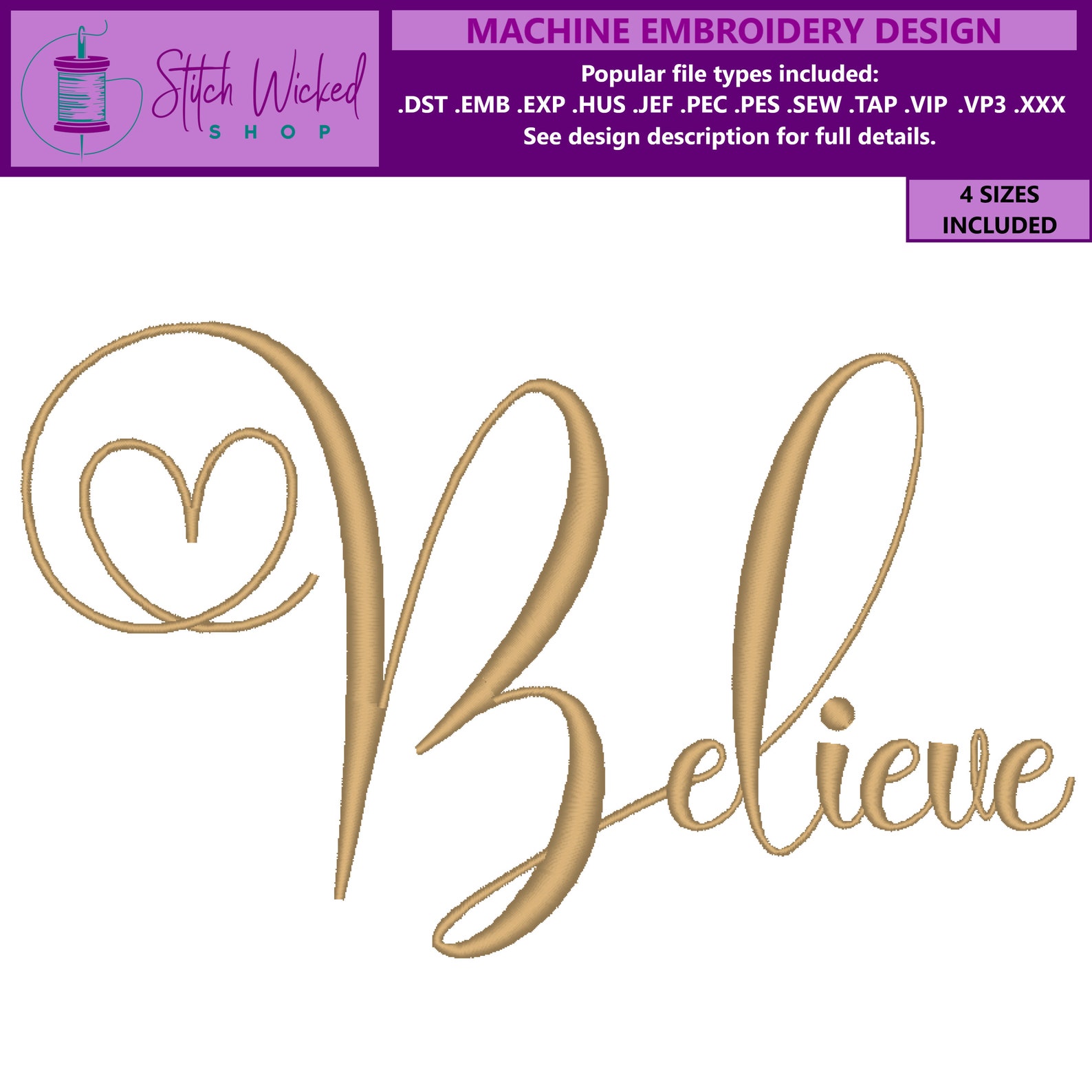 Christmas Embroidery Design, Believe Machine Embroidery Design, Heart ...