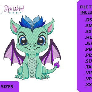 Baby Dragon Embroidery Design, Baby Animal Embroidery Design, Baby ...