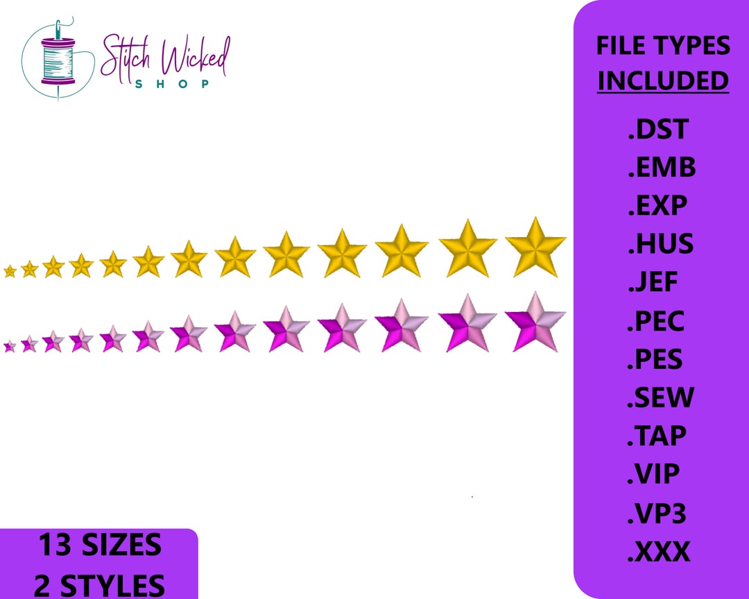 Mini Star Machine Embroidery Design, Mini Stars Design, Small Star ...