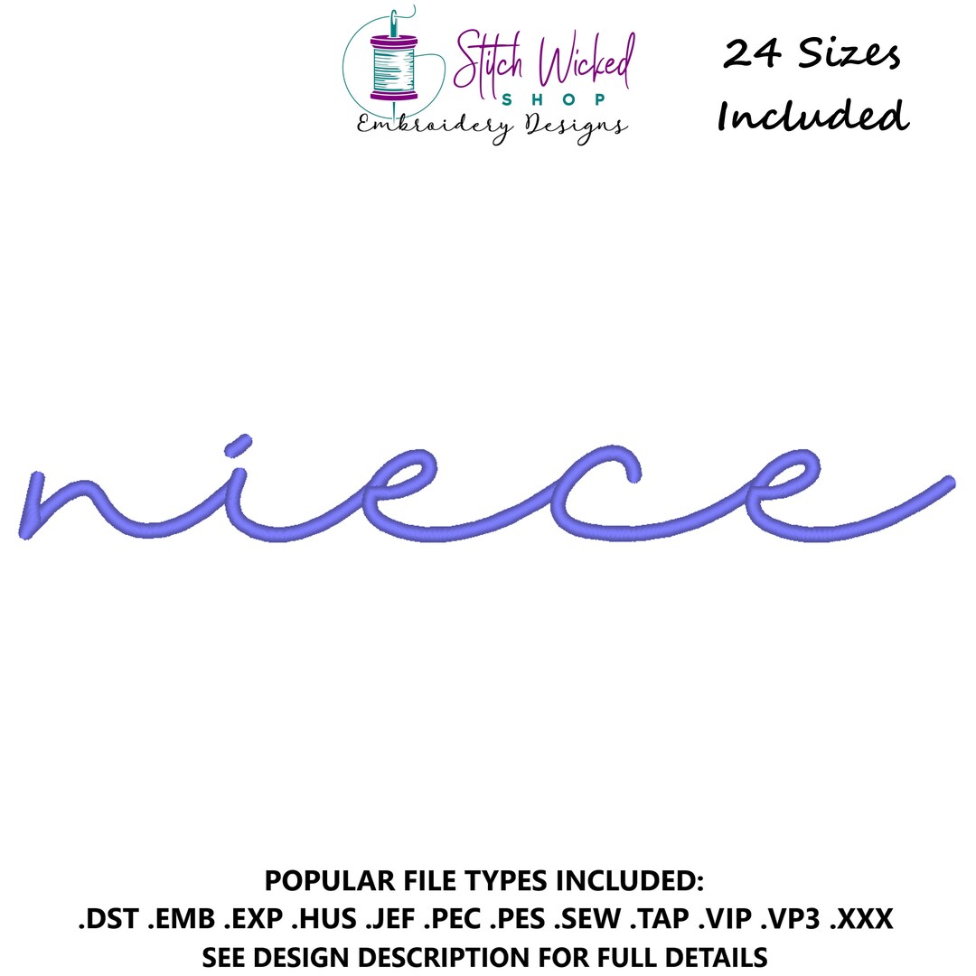 Niece Embroidery Design, Niece Script Embroidery File, Niece Sweatshirt ...
