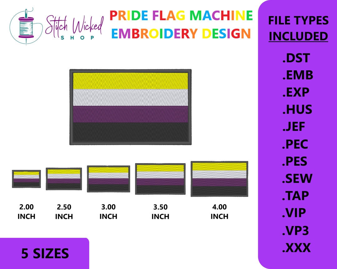 Nonbinary Pride Flag Machine Embroidery Design, Pride Flag Embroidery ...