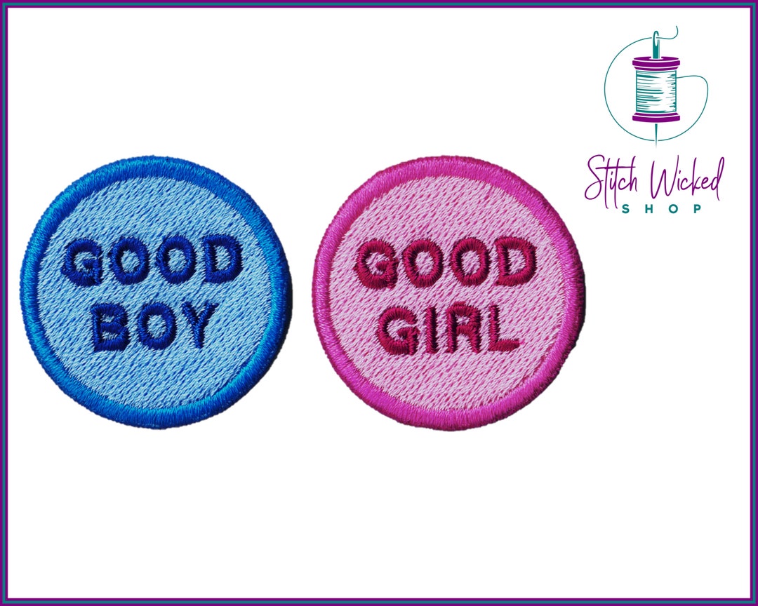 Good Boy and Good Girl Embroidered Patches, Iron on and Sew on Options ...