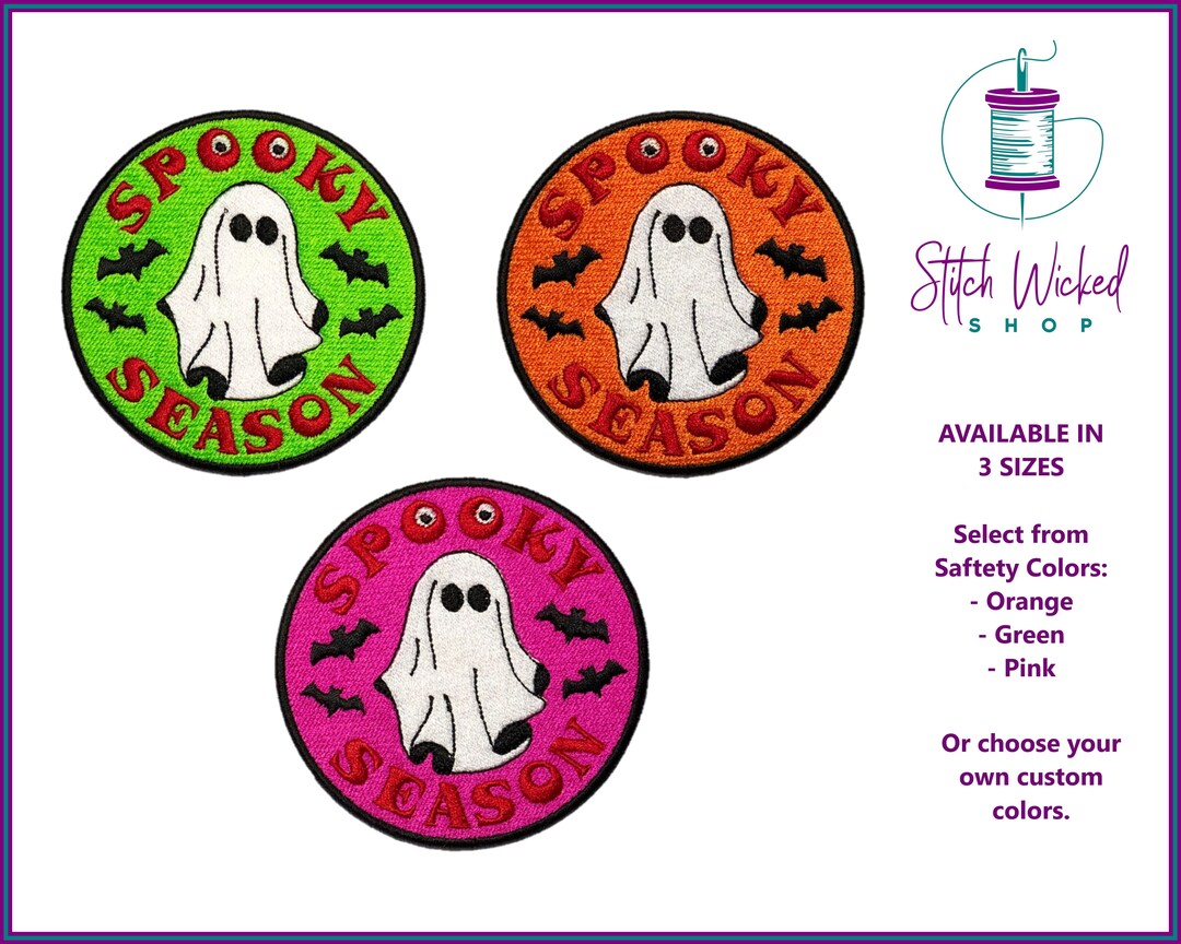 Spooky Season Embroidered Patch, Halloween Patches, Custom Embroidered Patch, Spooky Season ...