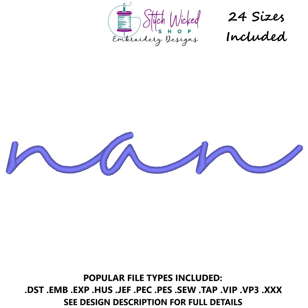 Nan Embroidery Design, Nan Script Embroidery File, Nan Sweatshirt ...