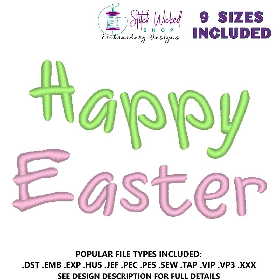 Happy Easter Machine Embroidery Design, Happy Easter Emboidery Machine ...