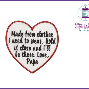 Memory Memorial Heart, Custom Personalized Heart, Custom Embroidered ...