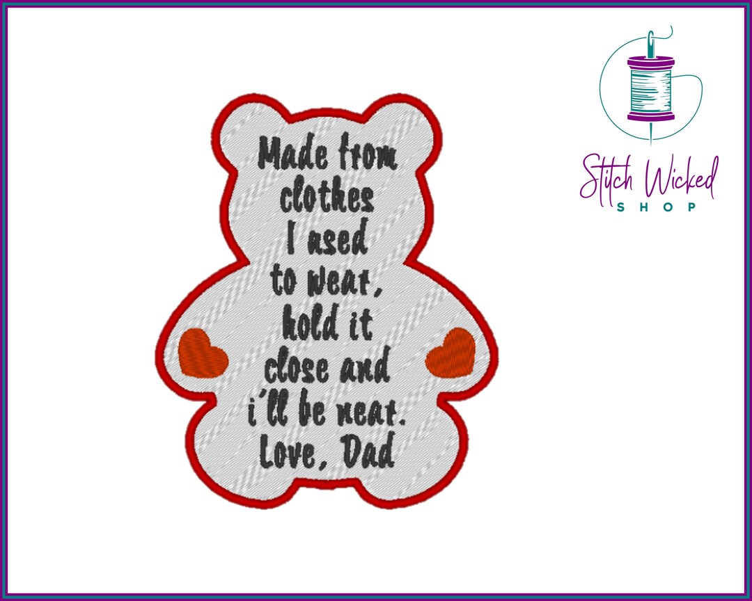 Memory Bear Embroidered Patch, Personalized Memory Patch, Custom Memory ...