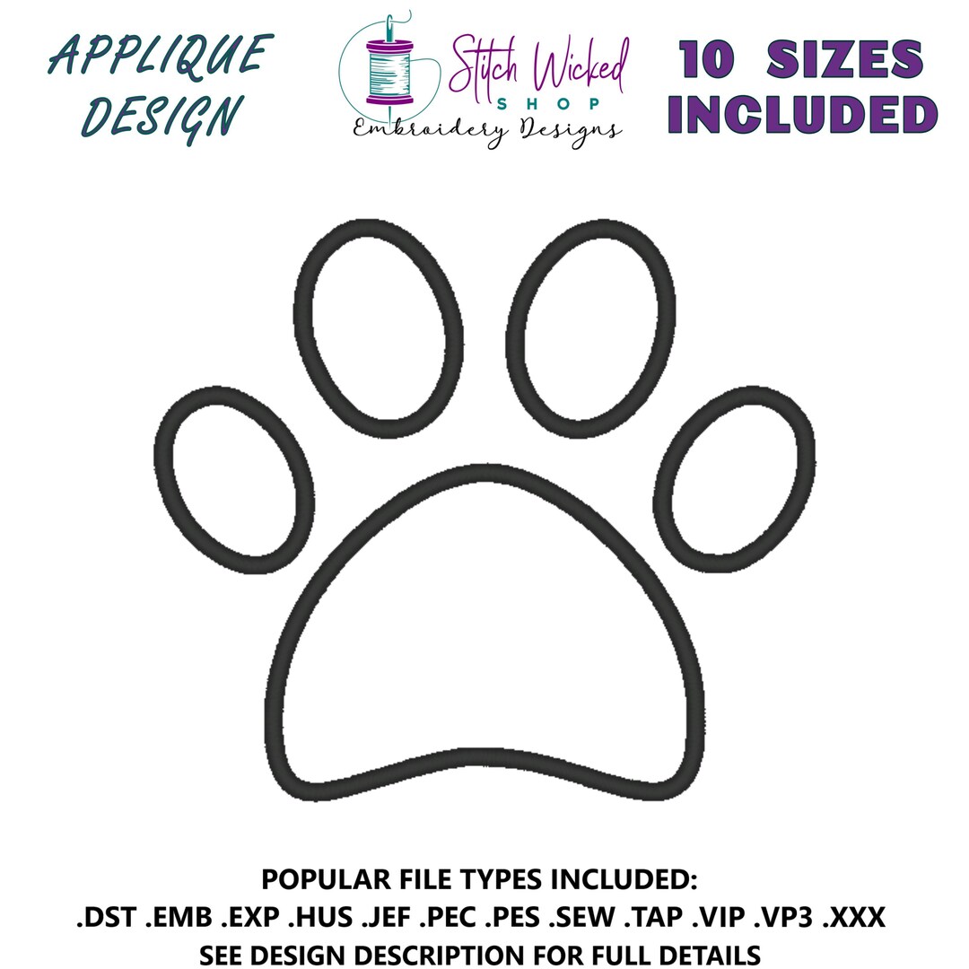 Dog Paw Print, Puppy Paws, Applique Embroidery Designs, Paw Print, Dog ...