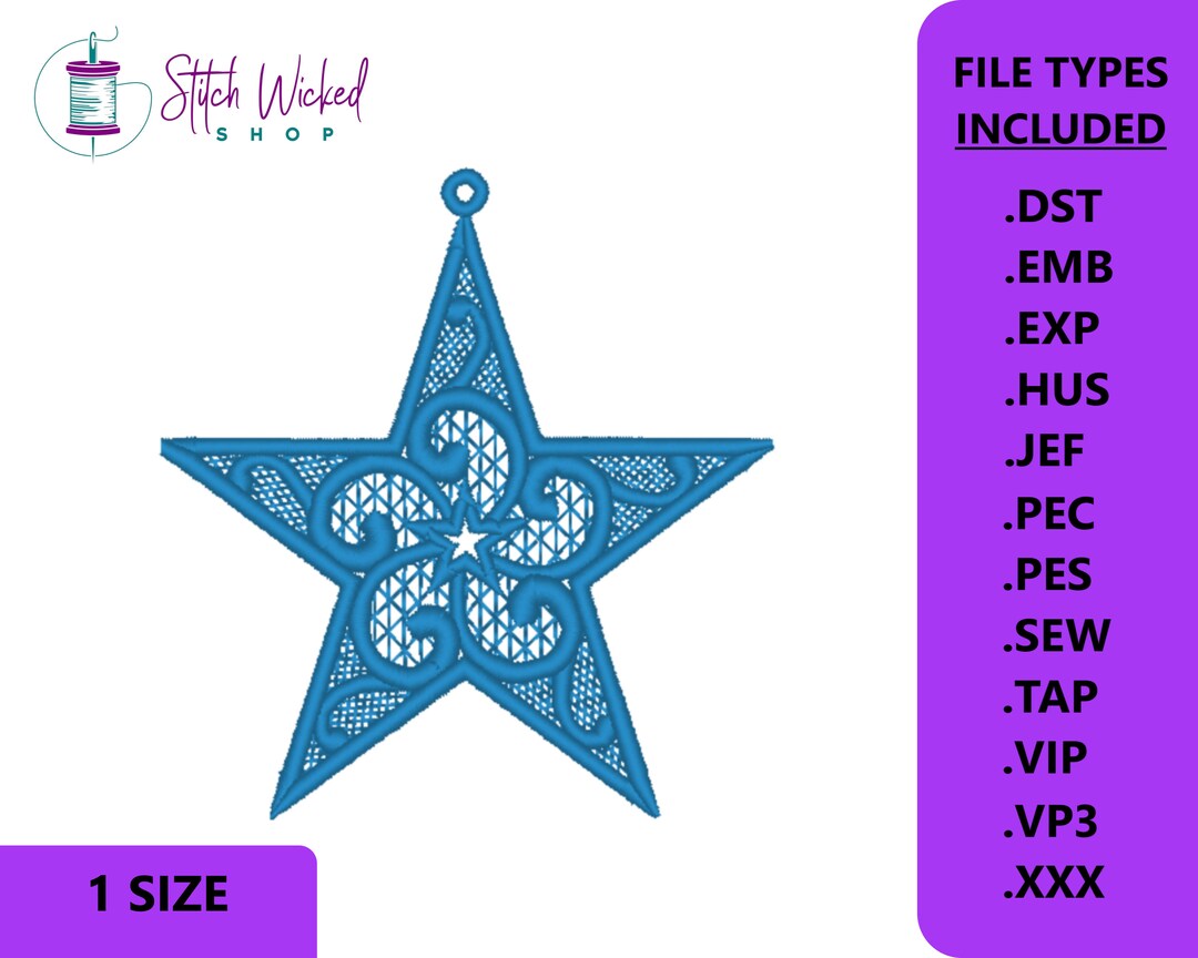 Free Standing Lace Design, Christmas Star Decoration, Machine ...