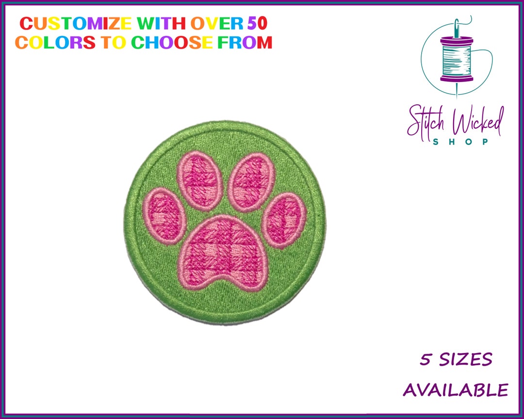 Plaid Paw Print Custom Embroidered Patch, Custom Dog Patch, Dog Bandana ...