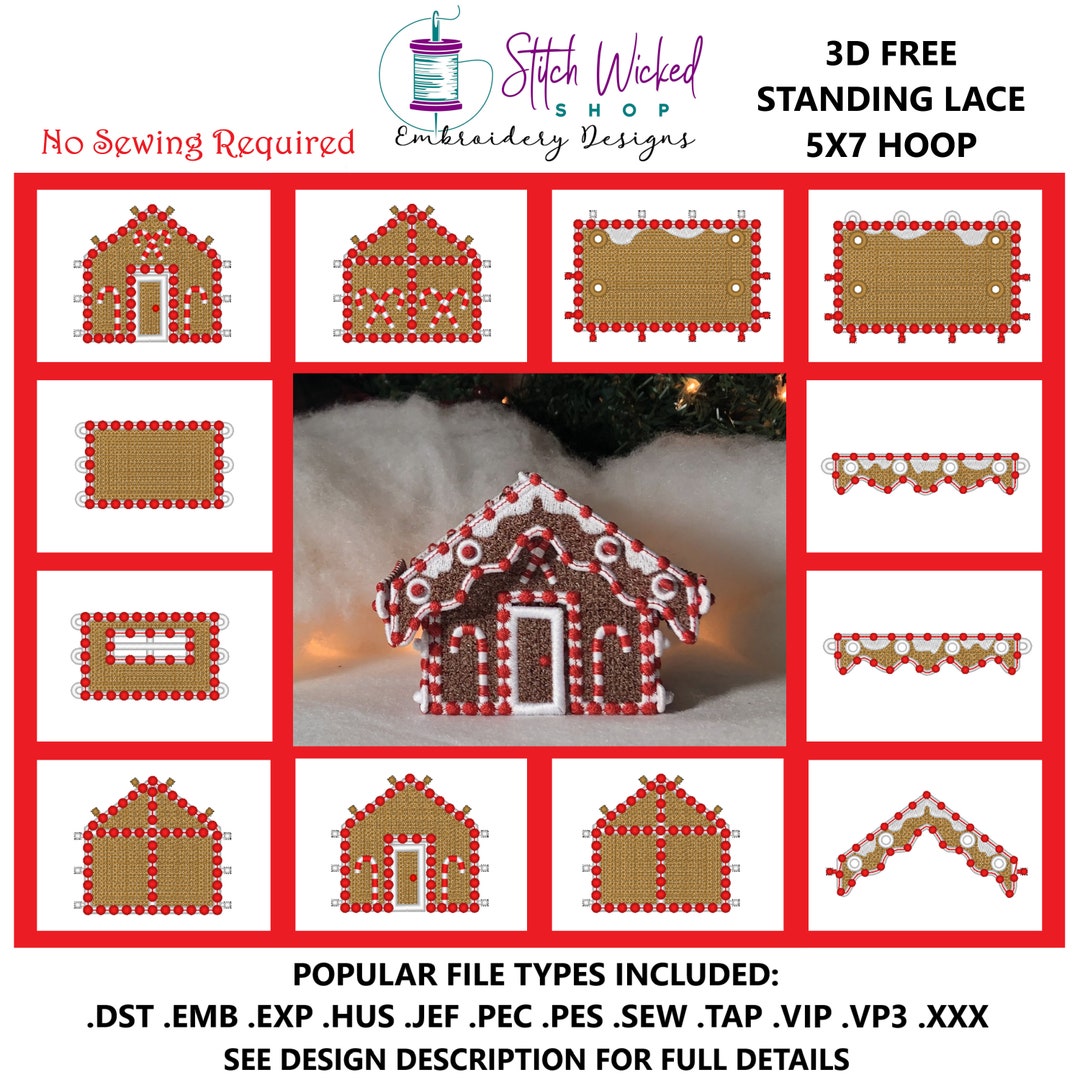 FSL Gingerbread House Machine Embroidery Design, Free Standing Lace ...