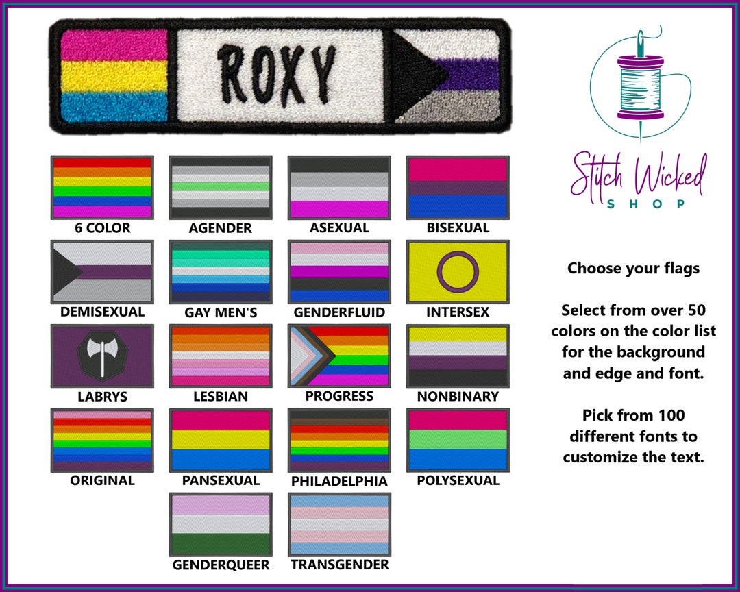 Custom Name Patch Double Pride Flag, Pride Flag Patch, Custom Name Tag ...