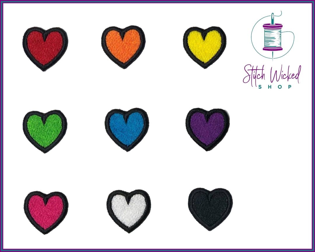 Mini Heart Patches, Embroidered Patches, Valentine Heart Patches, Cute ...
